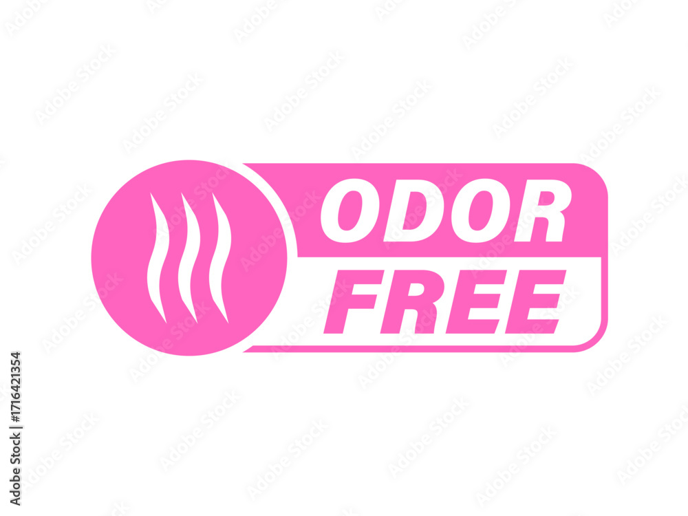 Odor free label. Sign with the symbol inside a circle and text on the ...