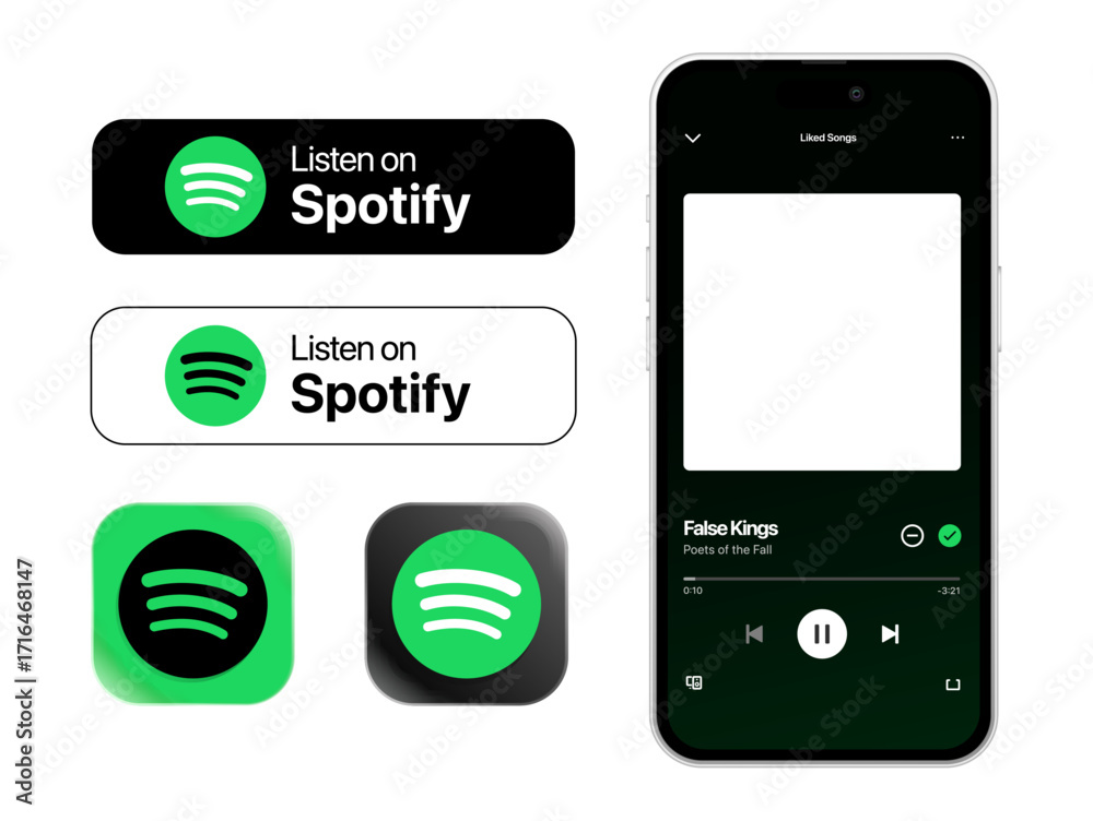 Spotify new update 2025 with music player and tools. Editable vector ...