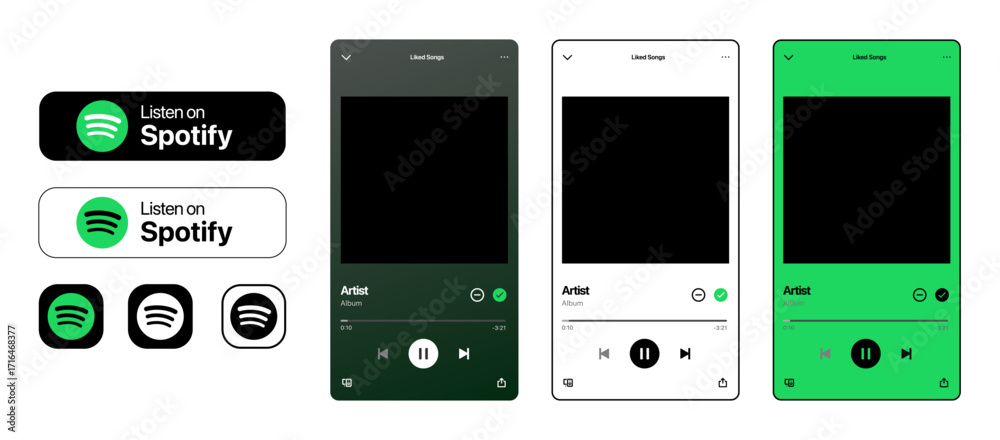 Spotify new update 2025 with music player and tools. Editable vector ...