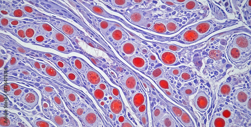Microscopic View of Lipid Storage in Muscle Tissue Showing Fat ...