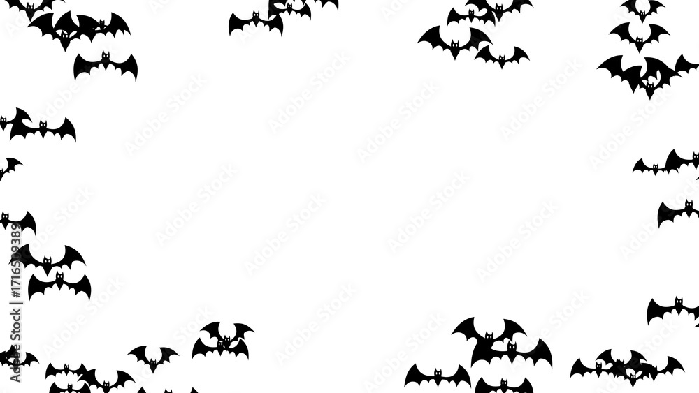 happy halloween bats border frame flying on transparent background ...