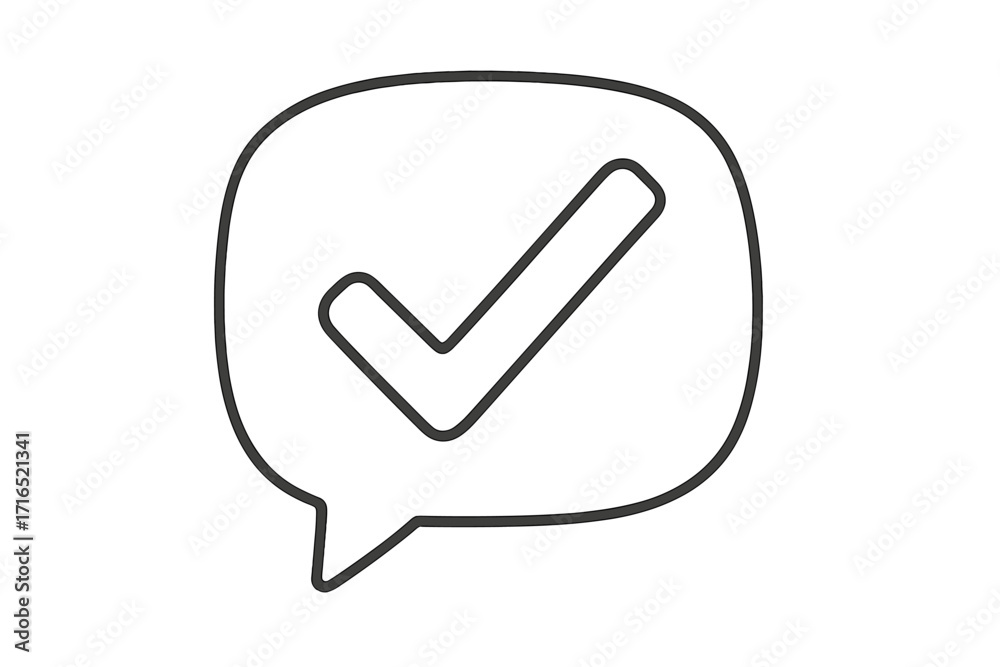 Check mark in speech bubble icon. Concept of confirmation, approval ...