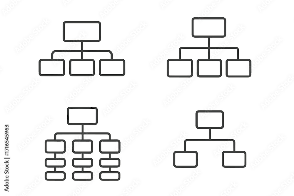 Organizational chart icon set for business structure and company ...