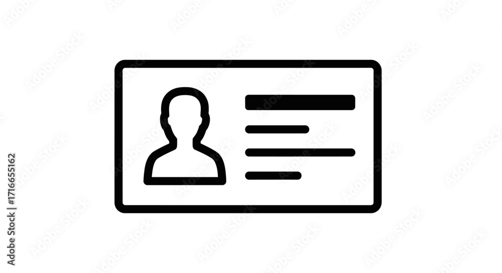 Simple identity card icon for professional business identification and ...
