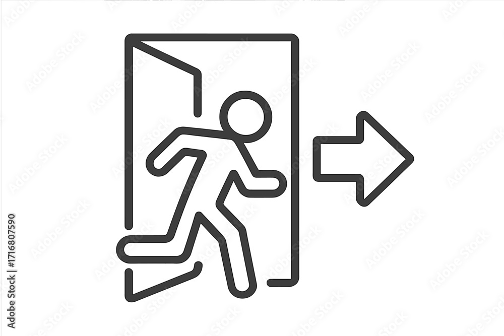 Стоковий вектор Exit icon. Emergency exit symbol. Man running to a door ...