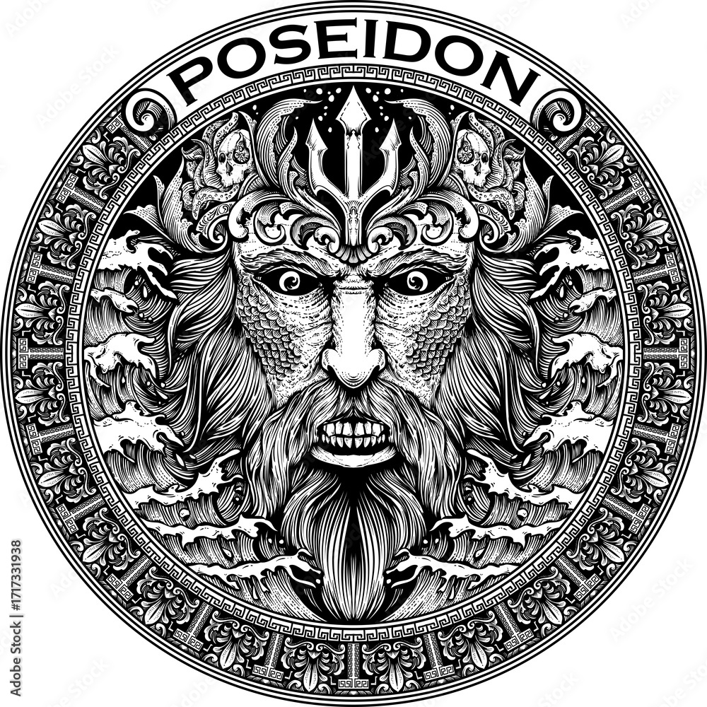 POSEIDON “Greek Mythology PNG Illustration – Ancient Gods and Goddesses ...