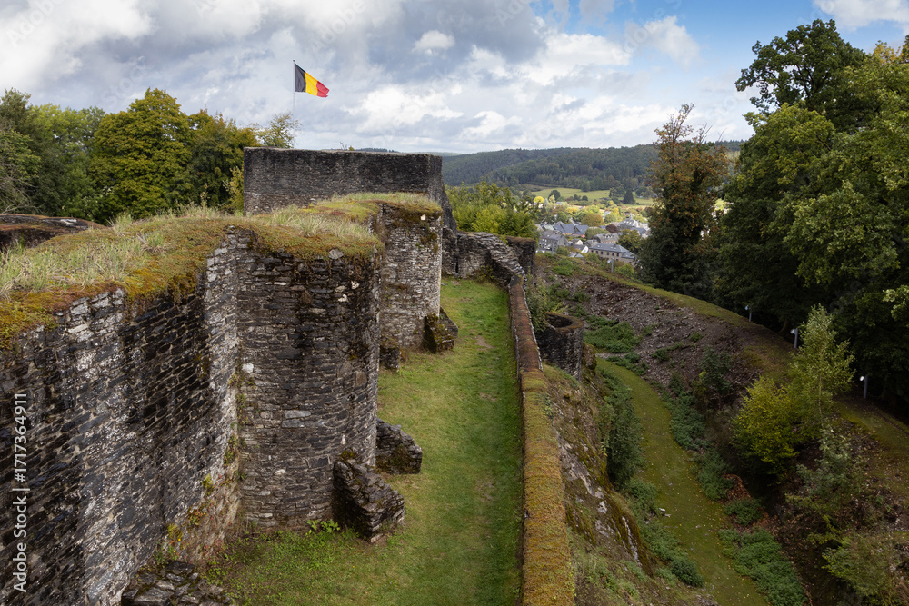 HERBEUMONT, BELGIUM, 11 SEPTEMBER 2025: The beautiful hill top ruins of ...