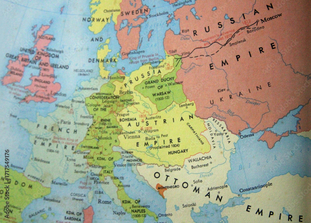 Stock-Foto „Historical map of Europe during the Napoleonic Wars 1810 ...