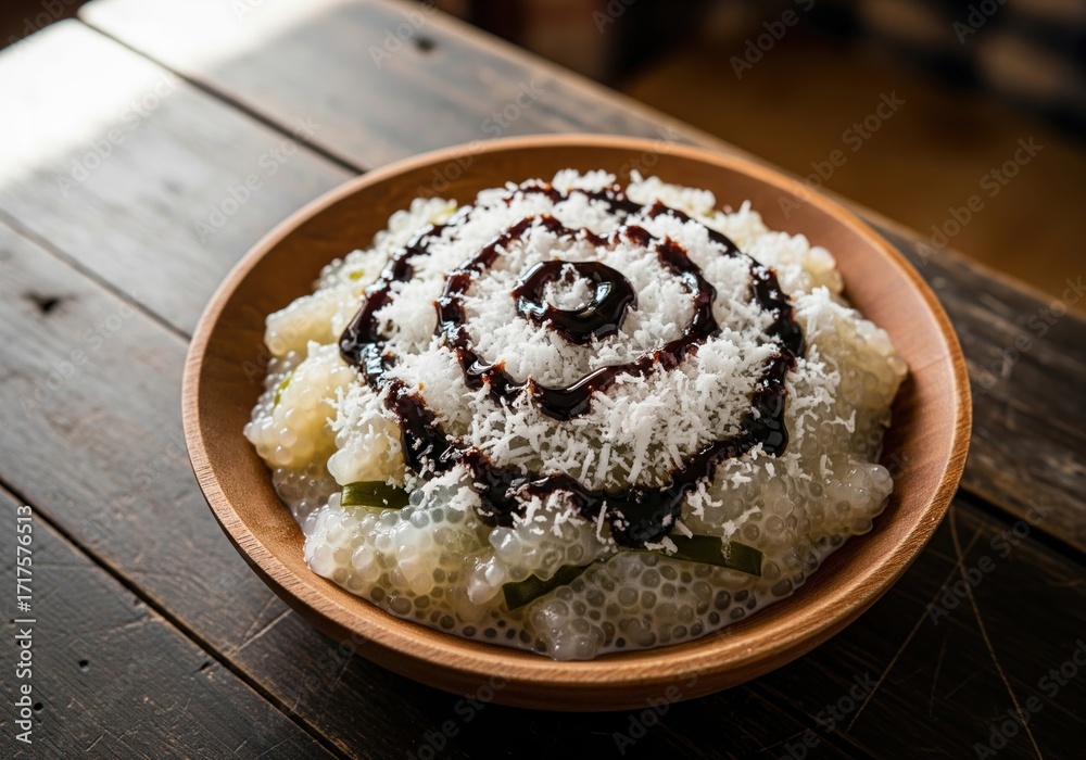 Traditional Maldivian saagu bondibai a sago pudding with coconut and ...