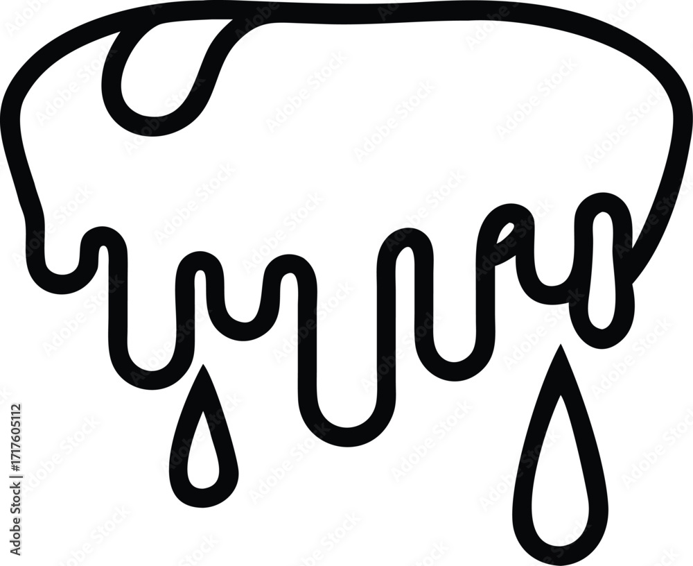 Black and white outline of melting liquid with dripping drops vector ...