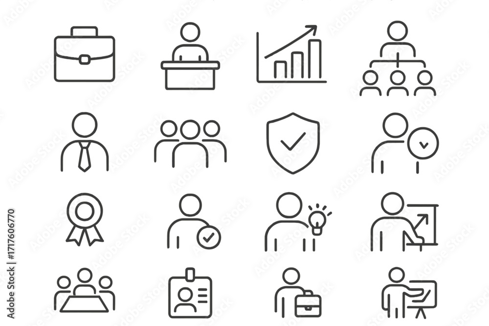 Business and staff line icon set. Human resources, company management ...