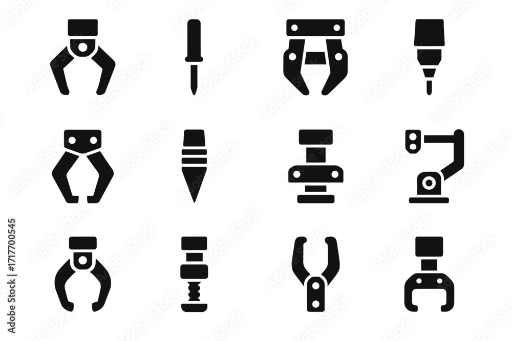Claw tip icons dispenser clipping aligner placement icon robotic vector ...