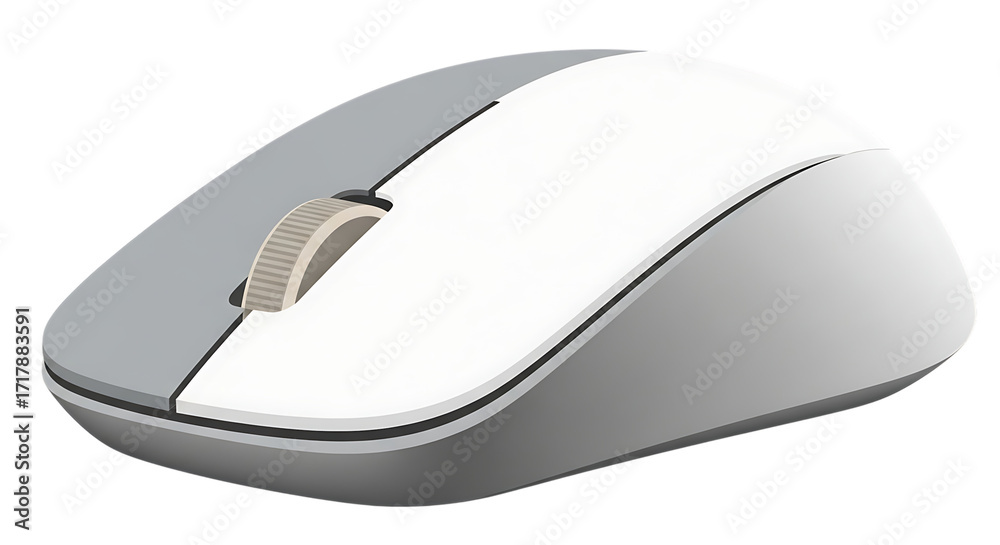 Modern ergonomic computer mouse with a sleek white and gray design ...