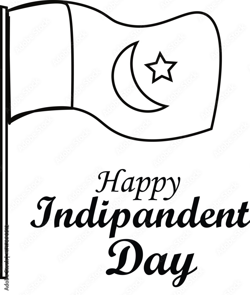Stock-Vektorgrafik „Pakistan Independence Day Typography Doodle – Black ...
