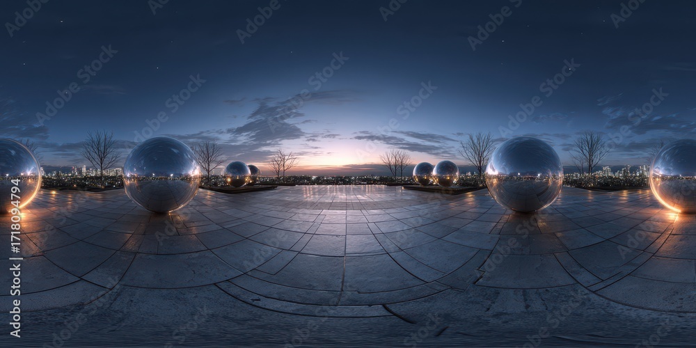 Night Sky HDRI Spherical Map for Three-Dimensional City Landscape ...