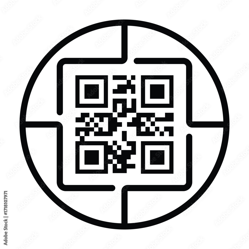 Scan QR code icon. Digital scanning QR code. QR code scan for smartphone. QR code for payment ...