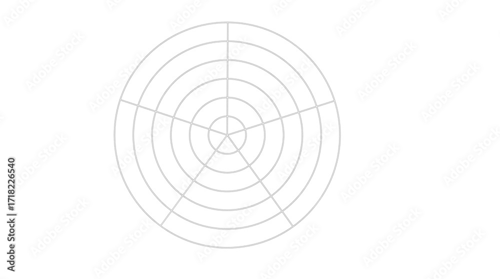 Simple Radar Chart Template with Five Spokes and Concentric Circles 스톡 ...