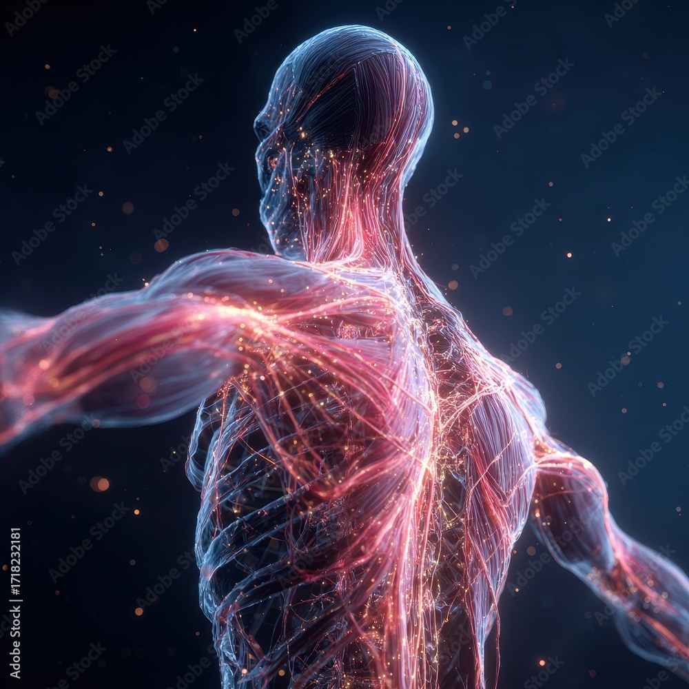 Luminous Human Anatomy - Dynamic View of the Bodys Glowing Bio-Electric ...