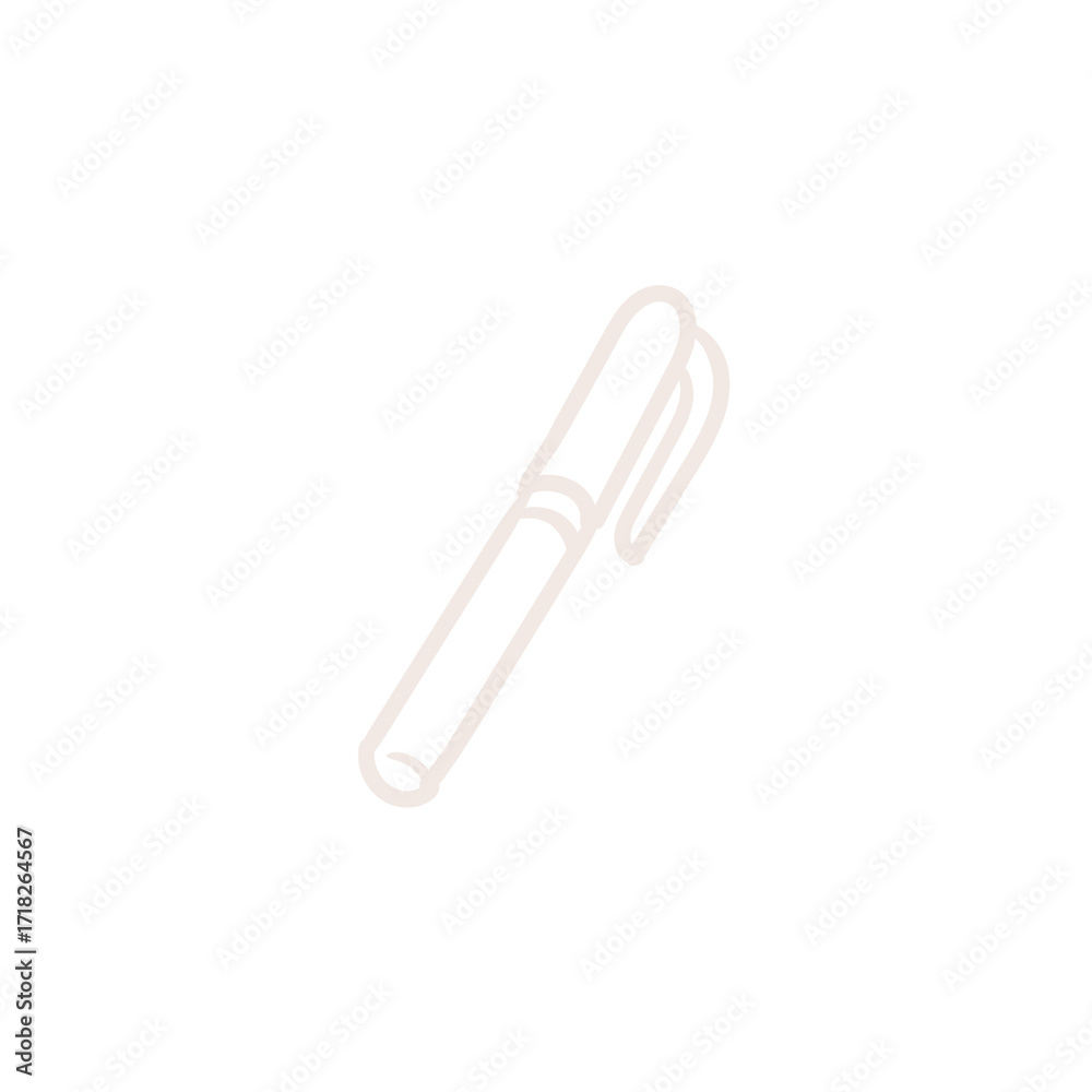 Simple White Line Drawing of a Marker Pen. Stock Illustration | Adobe Stock