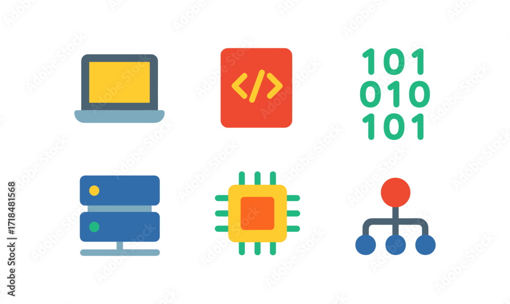 Computer science icons for tech design projects - technology ...