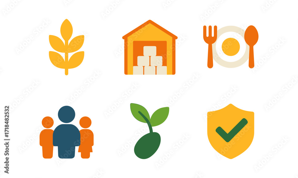 Essential food security icons for sustainable agriculture and nutrition ...