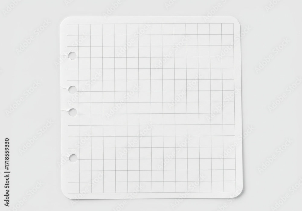 Notepad Page with Grid Lines, Journal Sticker Concept. A blank sheet of ...