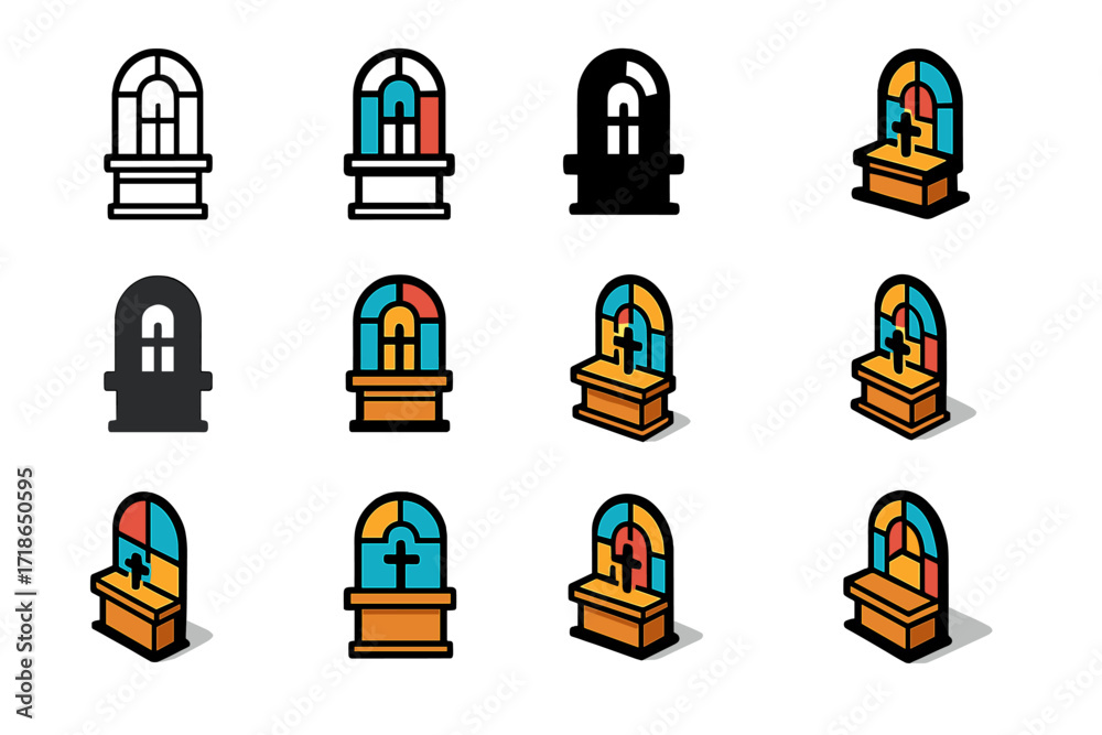 Church Altar Logos. Set Logo of Church Altar: altar with stained-glass ...