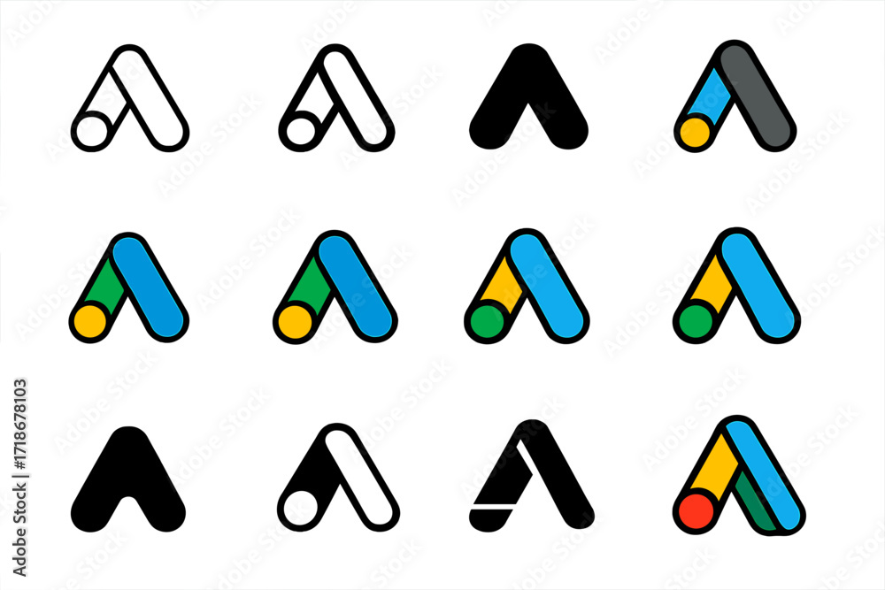 Google Ads Icon Variations. Set Logo of Digital Marketing: Google Ads ...