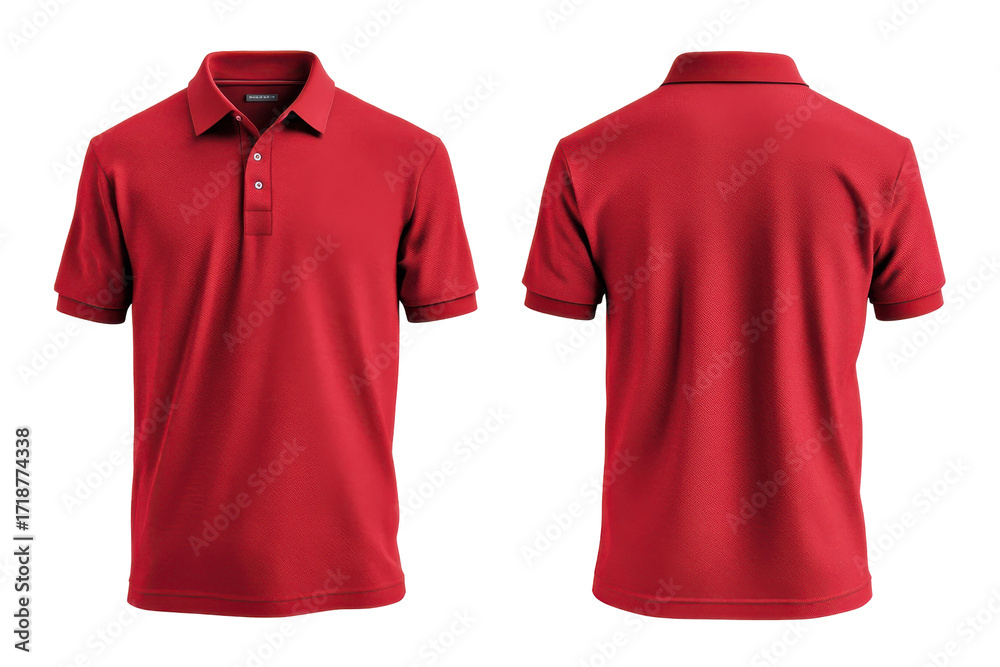 Red T-shirt front and back view isolated on transparent background ...