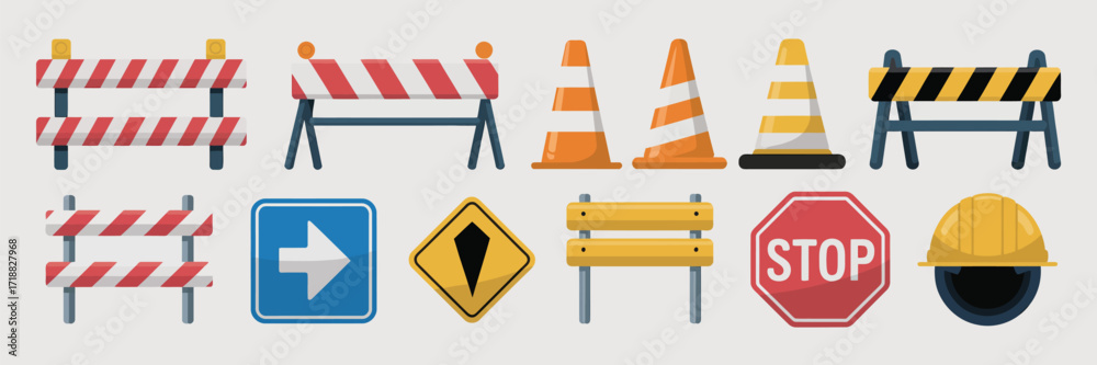 Vector de Stock Traffic and Roadwork Safety Vector Set, Collection of ...