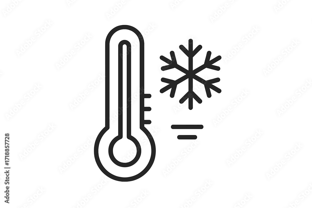 Image vectorielle Stock Minimalistic Line Thermometer and Snowflake ...