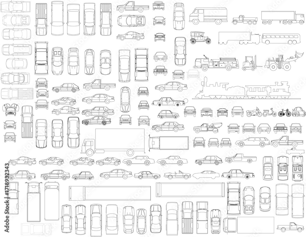 “2D Interior Architecture Draft with Layout, Front and Side Views, and ...