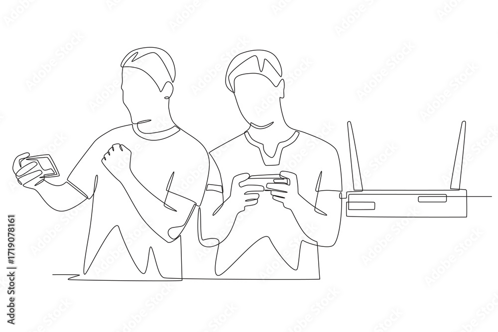 Friends playing mobile games are connected on the same network. Friends ...