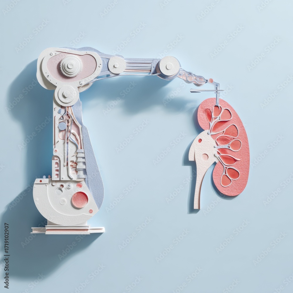 nephrology precision medicine: 3D papercraft robotic arm performing ...