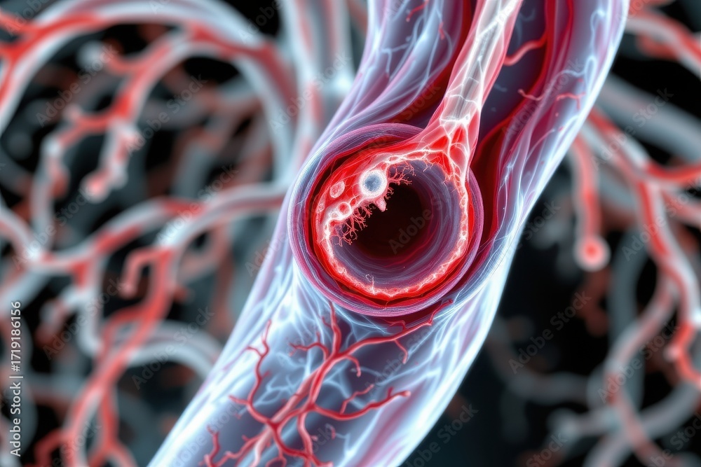 medical visualization of coronary artery lumen narrowing with severe ...