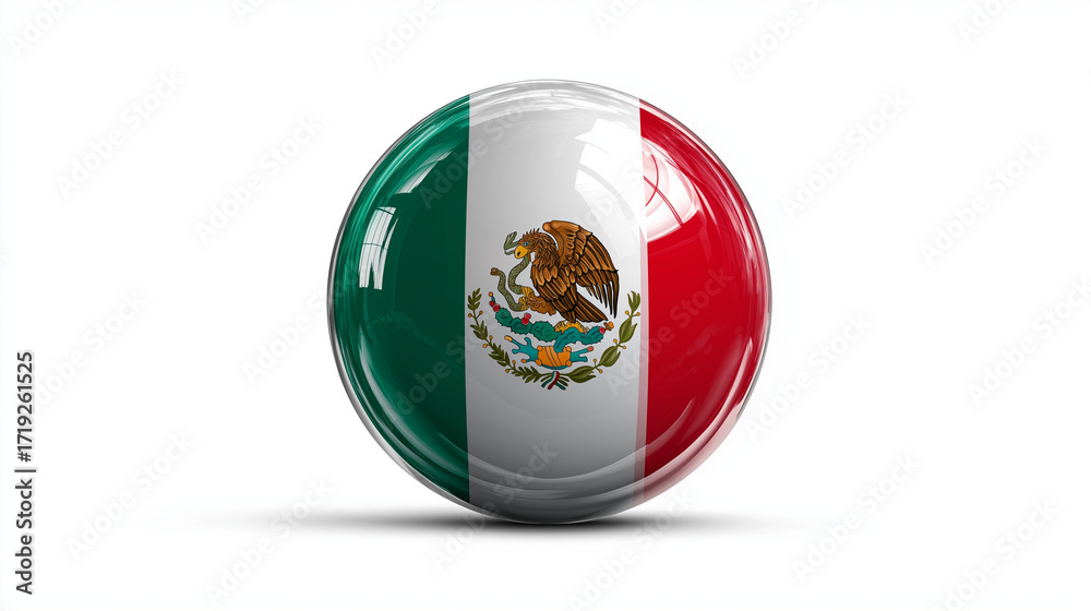 Mexico flag sphere button icon glossy round ball national symbol ...