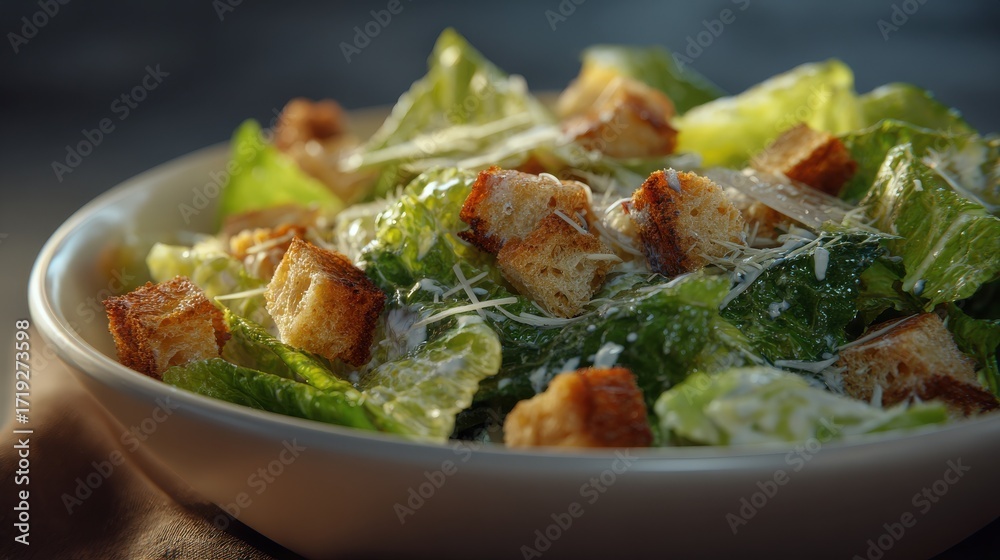 Classic caesar salad crisp romaine lettuce crunchy croutons creamy ...
