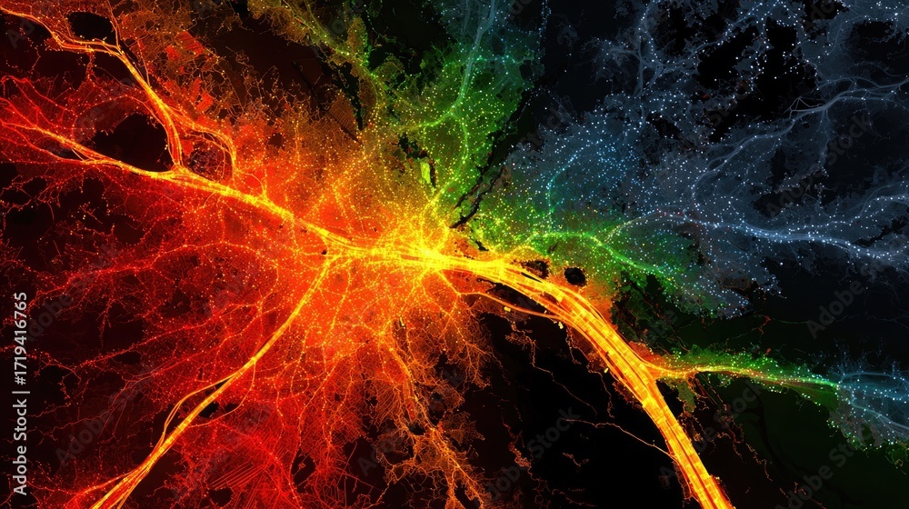 Real-time traffic heat map (abstract, no people) showing congestion ...