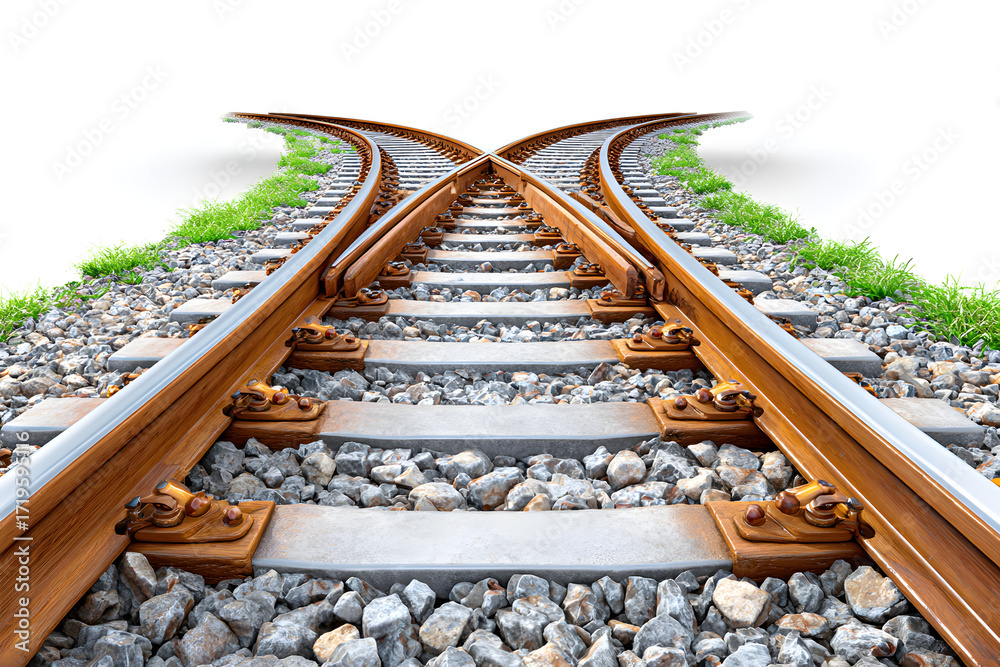 Realistic Railroad Track Switch Perspective Choice Concept for ...