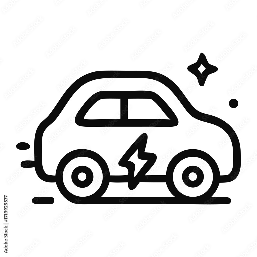 Simple black and white electric car symbol suitable for icons, logos ...