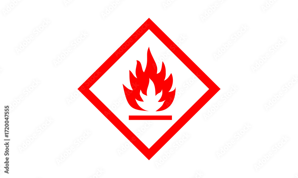 Red ghs flammable symbol danger warning icon safety hazard pictogram ...
