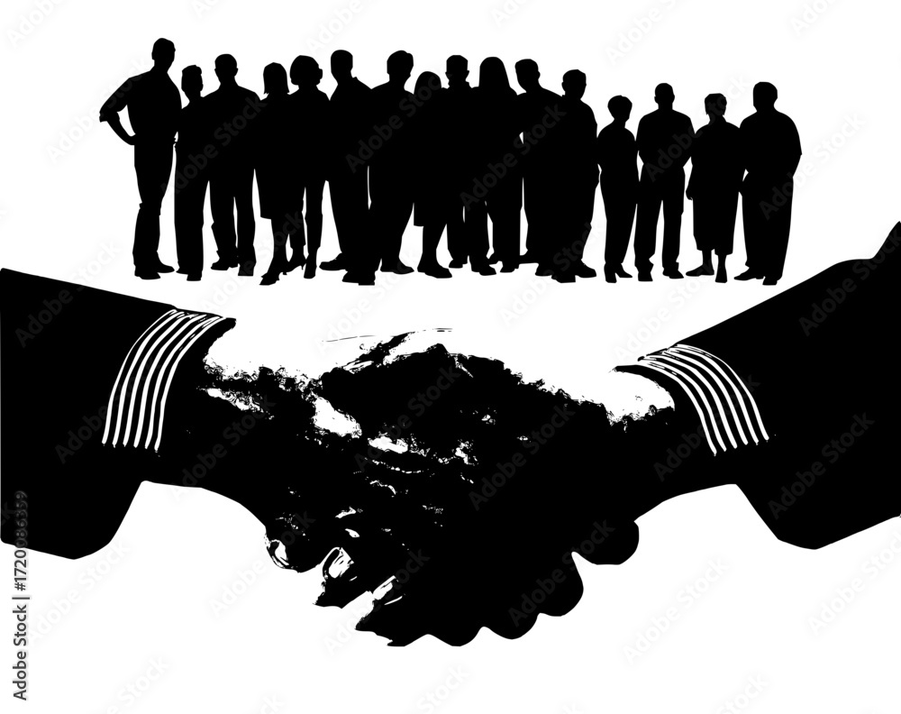 Sealing the deal with a handshake and teamwork success from a diverse ...