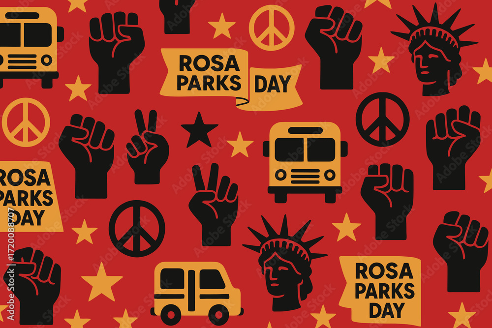 Rosa parks day celebration with iconic symbols of peace justice and ...