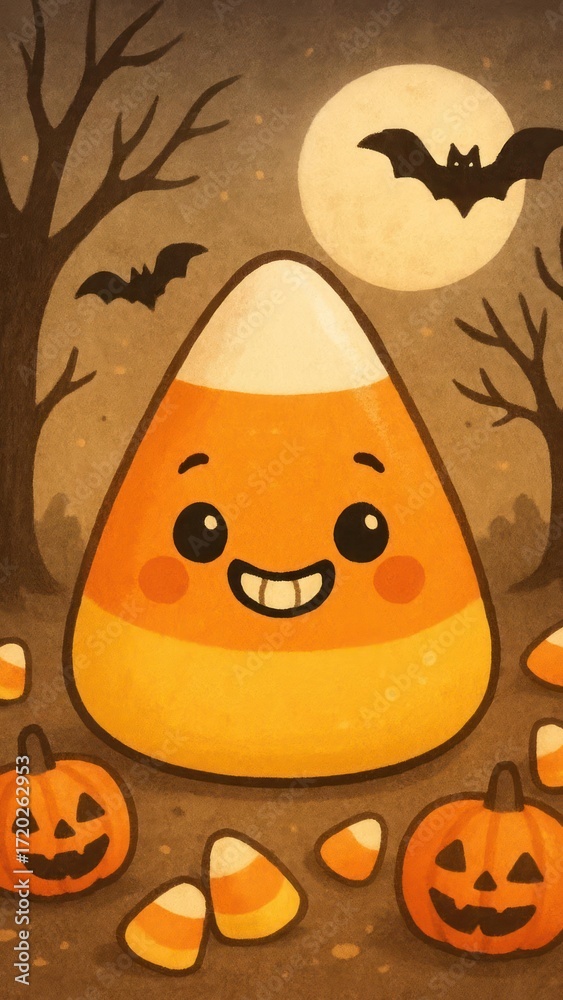 Cute Halloween candy corn wallpaper Stock Illustration | Adobe Stock