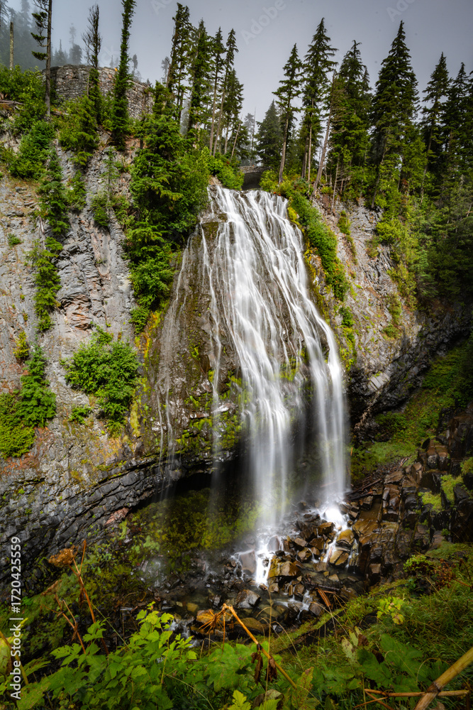 Mount Rainier Narada Falls from the Narada Falls Viewpoint hike in the ...