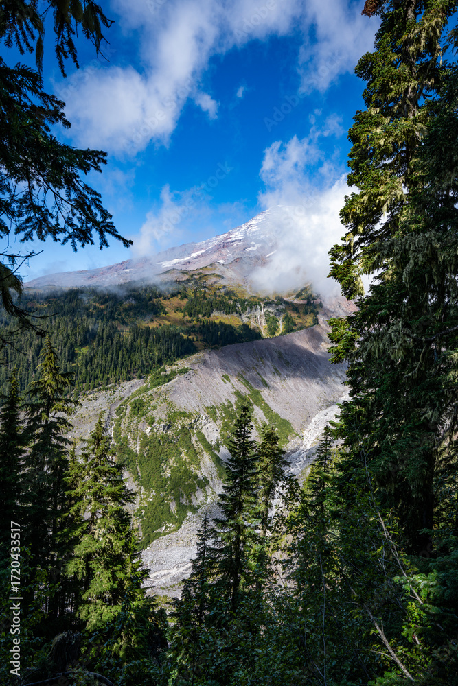 Mount Ranier National Park near Paradise with Glacier and Snow in the ...