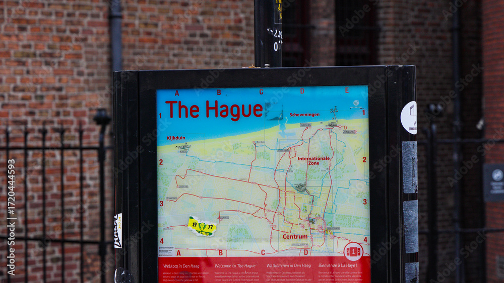 THE HAGUE, NETHERLANDS - SEPTEMBER 14, 2025 - The Hague tourist map ...