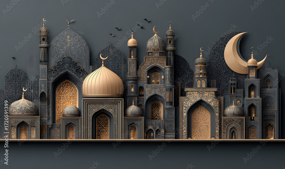 church line golden element design object symbol sign ramadan kareem ...