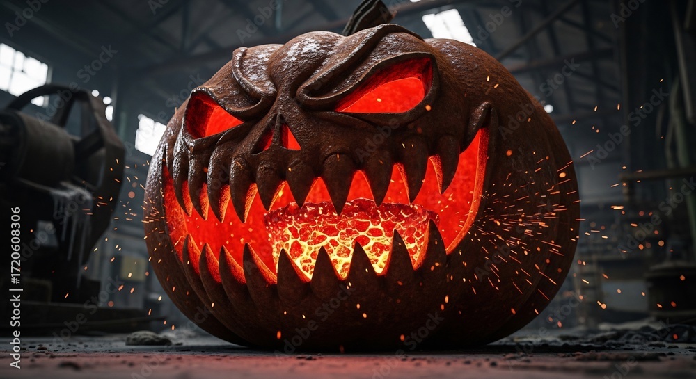 Stock-Illustration „Spooky Jack-o'-lantern with a menacing grin and ...