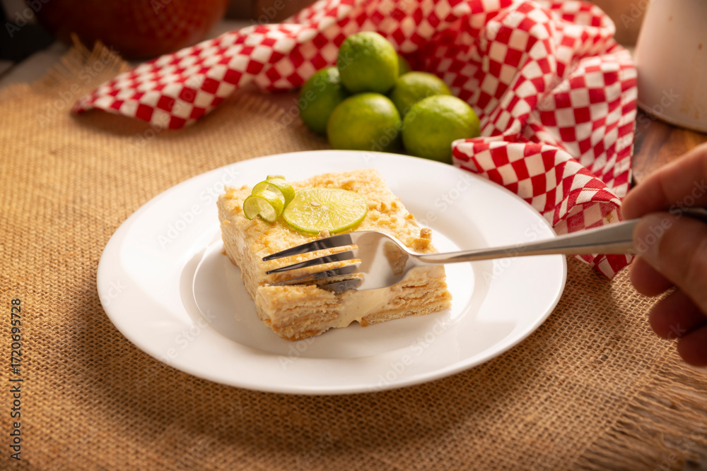 Carlota de Limon, a cold, no-bake dessert made with layers of Maria ...